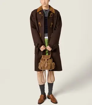 Miu Miu Corduroy Leather-trimmed Backpack