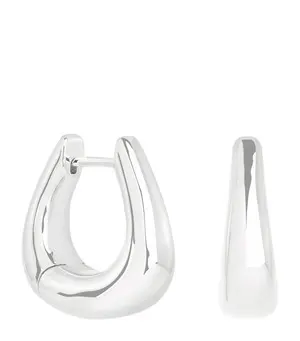 ASTRID & MIYU Rhodium-plated Saddle Hoop Earrings