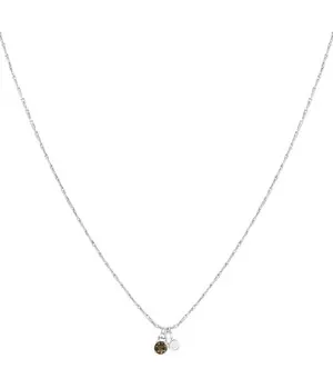 ASTRID & MIYU Rhodium-plated Charm Necklace With Diamond And Smoky Quartz - Silver