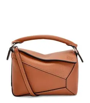 Loewe Mini Leather Puzzle Edge Top-handle Bag - Brown