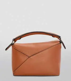 Loewe Mini Leather Puzzle Edge Top-handle Bag - Brown