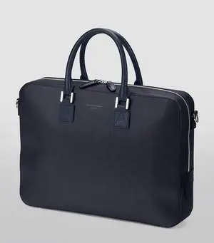 ASPINAL OF LONDON Saffiano Leather Briefcase Bag - Navy
