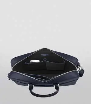 ASPINAL OF LONDON Saffiano Leather Briefcase Bag - Navy