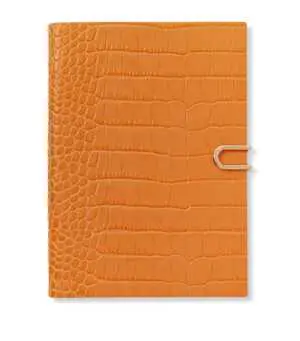 Smythson Mara Leather Croc-embossed Soho Notebook - Orange