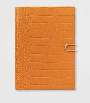 Smythson Mara Leather Croc-embossed Soho Notebook