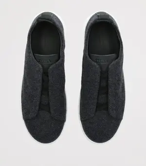 Zegna Oasi Cashmere Triple Stitch Sneakers - Grey