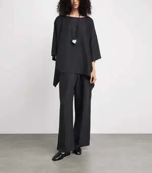 Eskandar Silk Plissé Flared Trousers