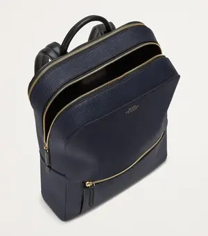 Smythson Leather Panama Backpack - Blue