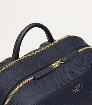 Smythson Leather Panama Backpack - Blue