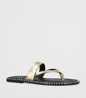 Dries Van Noten Metallic Calfskin Contrast Sandals