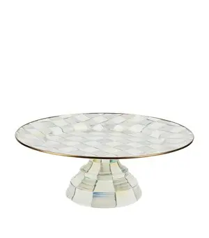 MACKENZIE-CHILDS Sterling Check Pedestal Platter - Grey
