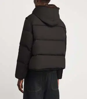 YVES SALOMON Down & Mink Technical Puffer Jacket - Black