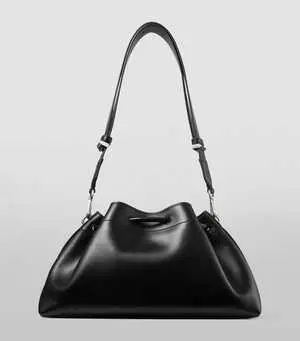 JIMMY CHOO Medium Leather Cinch Bucket Bag - Black