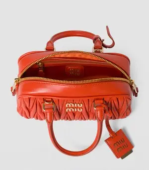 Miu Miu Small Matelassé Leather Arcadie Top-handle Bag - Orange