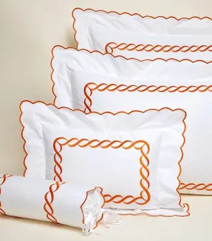 PRATESI Treccia Square Oxford Pillowcase - Orange