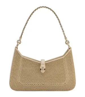 BVLGARI Small Chevron Serpenti Baia Shoulder Bag - Beige