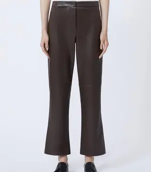 Max Mara Faux Leather Flared Trousers - Brown
