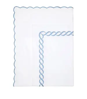 PRATESI Treccia King Fitted Sheet - Blue