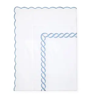 PRATESI Treccia Super King Flat Sheet - Blue