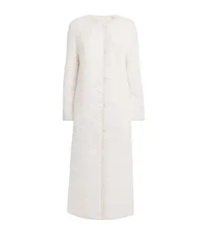 YVES SALOMON Mink Wool Herringbone Long Coat