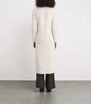 YVES SALOMON Mink Wool Herringbone Long Coat