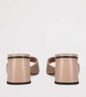 Valentino Garavani Leather Vlogo Block Heel Mules