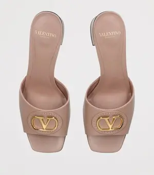 Valentino Garavani Leather Vlogo Block Heel Mules