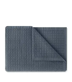 AMALIA Linen Quilted Adorno Bedspread - Blue