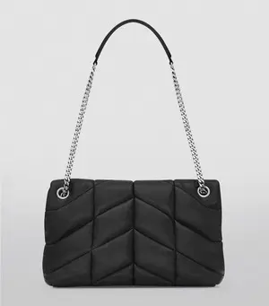 Saint Laurent Small Loulou Puffer Matelassé Shoulder Bag - Black