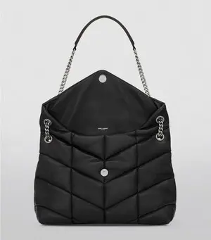 Saint Laurent Medium Loulou Puffer Matelassé Shoulder Bag - Black