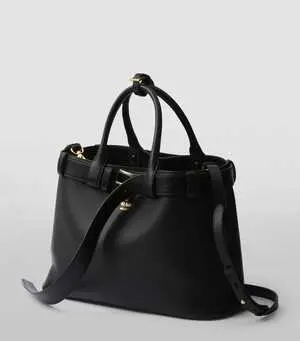Prada Medium Leather Buckle Tote Bag - Black