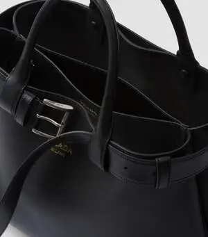 Prada Medium Leather Buckle Tote Bag - Black