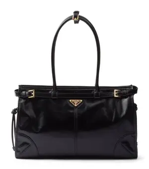 Prada Large Leather Bonnie Top-handle Bag - Black
