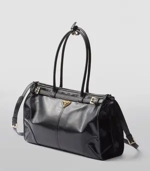 Prada Large Leather Bonnie Top-handle Bag - Black