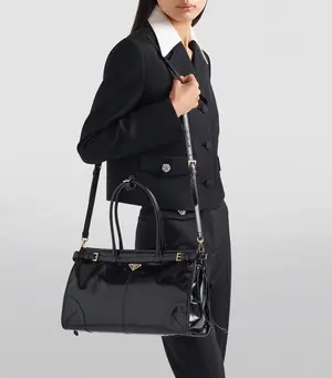 Prada Large Leather Bonnie Top-handle Bag - Black