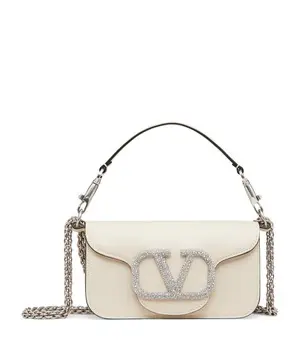 Valentino Garavani Leather Locò Shoulder Bag Ivory