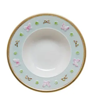 VILLARI Porcelain Butterfly Soup Bowl - Blue