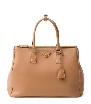 Prada Large Leather Galleria Top Handle Bag - Neutral