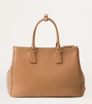 Prada Large Leather Galleria Top Handle Bag - Neutral