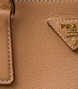 Prada Large Leather Galleria Top Handle Bag - Neutral