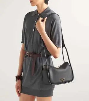 Prada Darling Leather Top Handle Bag - Black