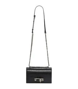 Alexander McQueen Leather Jewelled Satchel With Skull Detail - Black