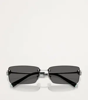 Tiffany & Co. Rectangular Rimless Metal Sunglasses