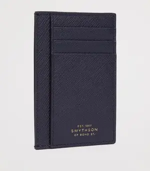 Smythson Panama Leather Compact Card Holder - Blue