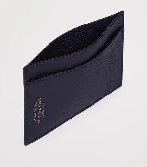 Smythson Panama Leather Compact Card Holder - Blue