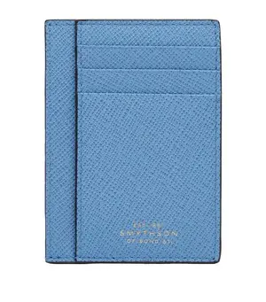 Smythson Panama Leather Compact Card Holder - Blue