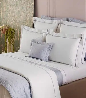 YVES DELORME Pima Cotton Athena Square Oxford Pillowcase - Blue