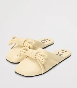 Loewe Lambskin Flamenco Knot Mules - Beige