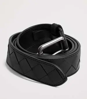 Bottega Veneta Intrecciato Leather Stamp Belt