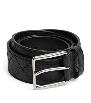 Bottega Veneta Intrecciato Leather Belt - Grey